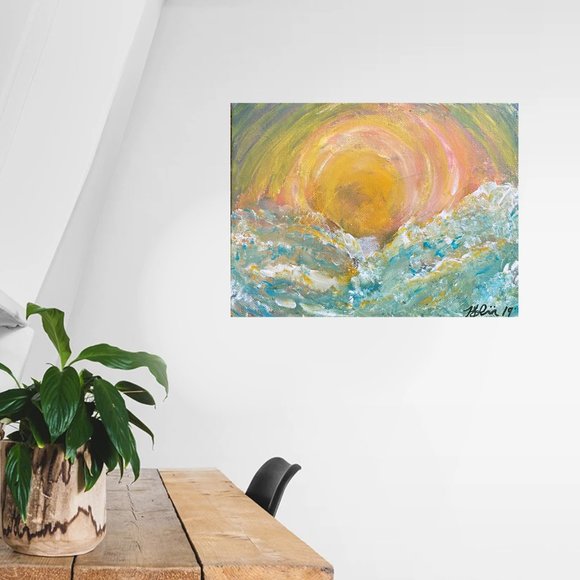 Art | Sun Tides Original Acrylic Painting Signed By Artist Wall Decor ...